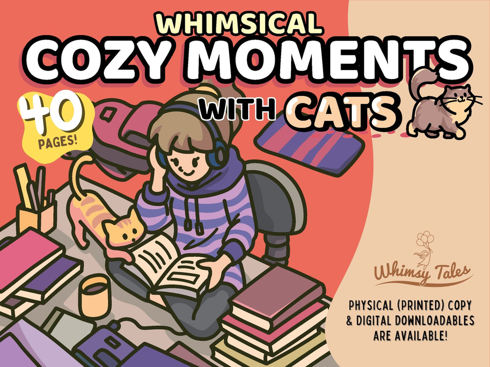 Whimsical Cozy Moments With Cats - Kawaii, Cozy & Comfy Coloring Book ...