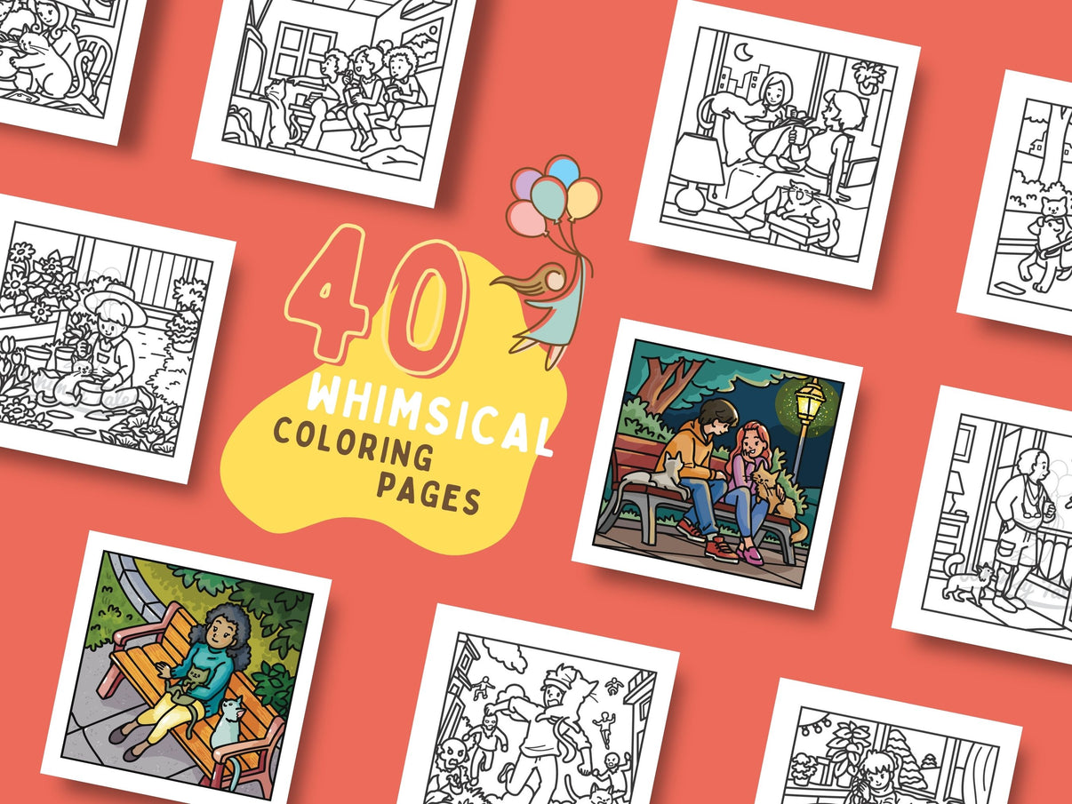 Whimsical Cozy Moments With Cats - Kawaii, Cozy & Comfy Coloring Book ...