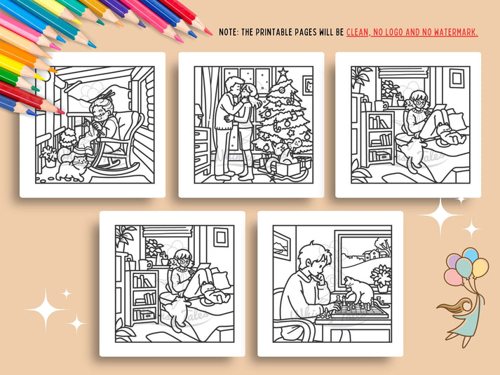 Whimsical Cozy Moments With Cats - Kawaii, Cozy & Comfy Coloring Book ...